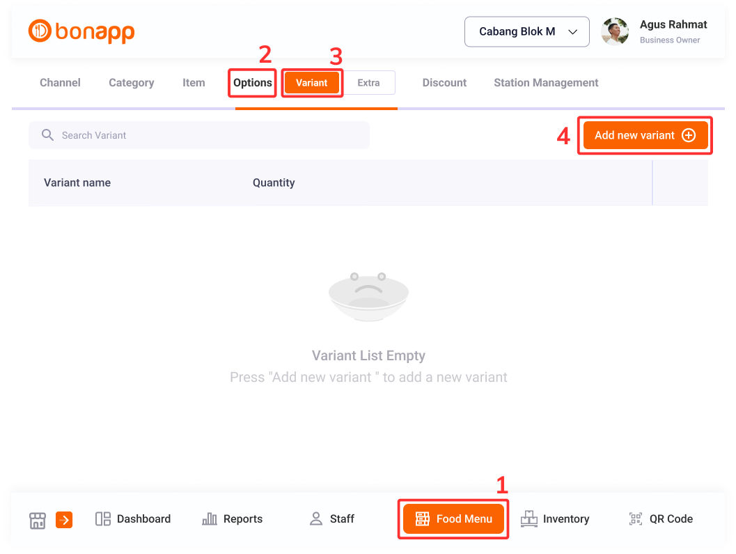 Selanjutnya “Isi Nama Varian (5)”. Jika terdapat sub varian (eg: Nasi Merah Organik), Anda dapat ...